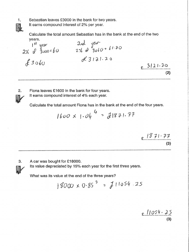 Core Maths 4 Compound Interest Answers | PDF