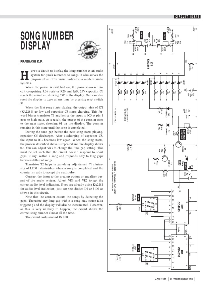 CIRCUIT IDEAS - Song Number Display Circuit | PDF