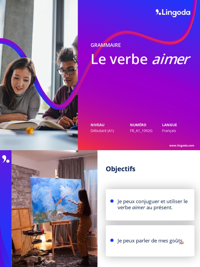 Conjugaison et utilisation du verbe aimer | PDF | Sujet (Grammaire) | Verbe