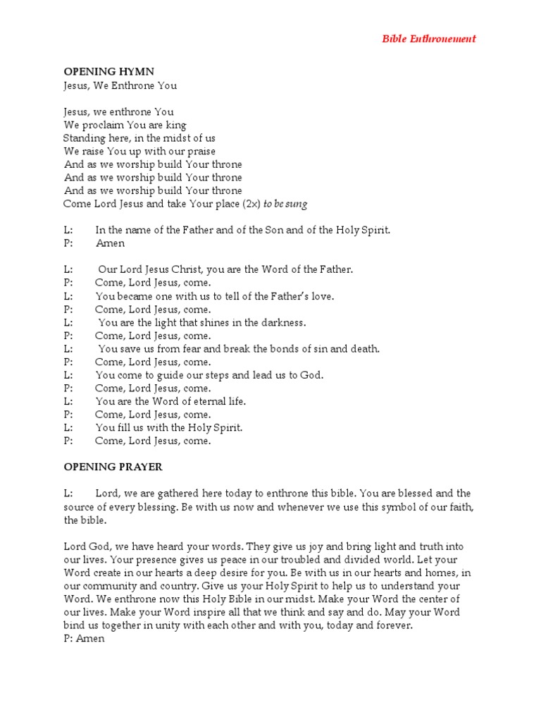 Bible Enthronement | PDF | God The Father | Jesus