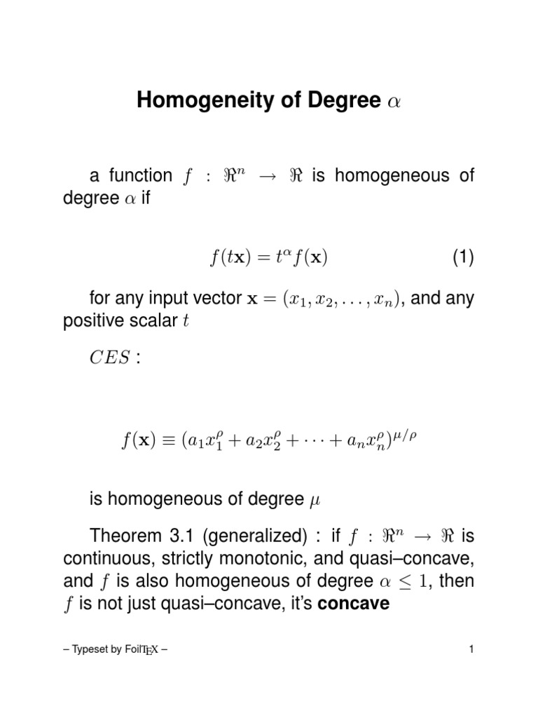 Homogeneity of Degree: - Typeset by Foil - 1 | PDF | Production ...