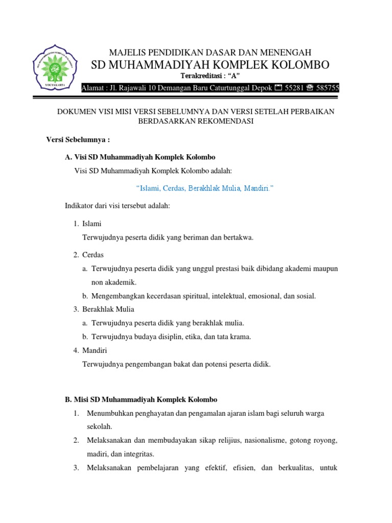 Dokumen Visi Misi 2021-2022 | PDF | Karier & Perkembangan