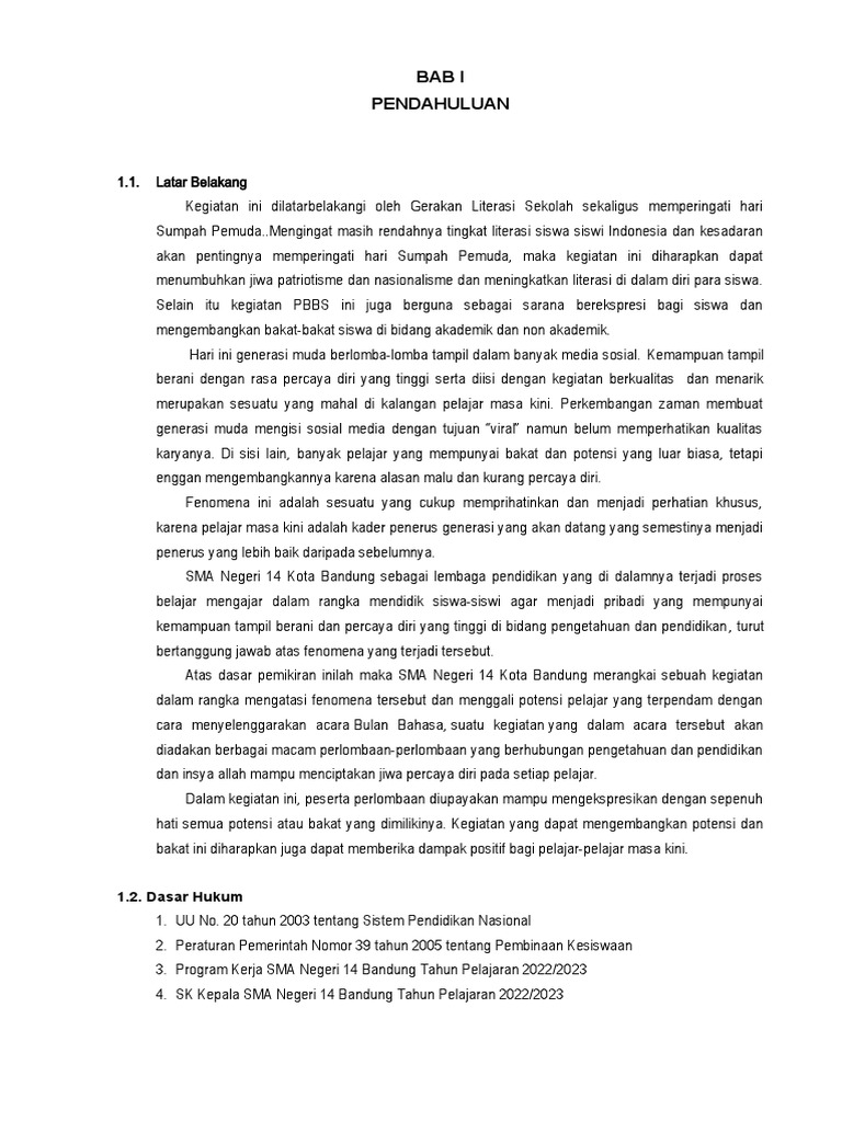 PROPOSAL Bulan Bahasa 2022 | PDF | Karier & Perkembangan