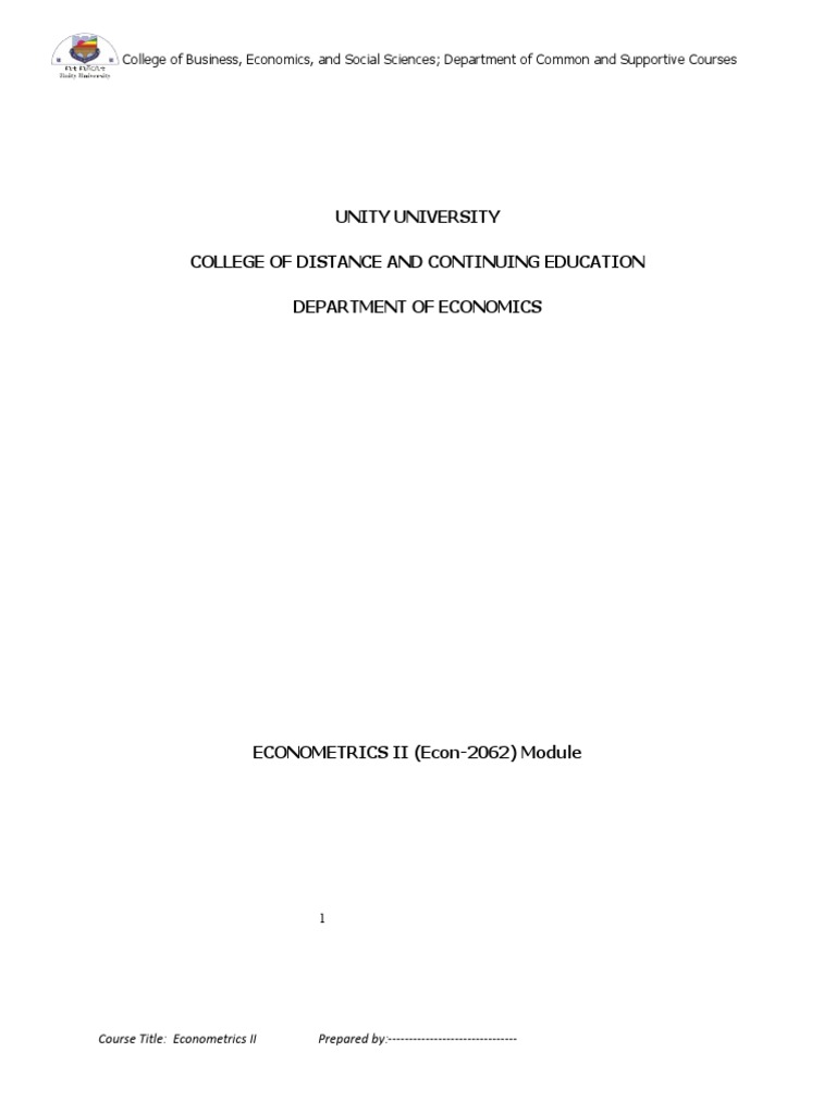 Econometrics II Distance Module | PDF | Dummy Variable (Statistics) | Logistic Regression