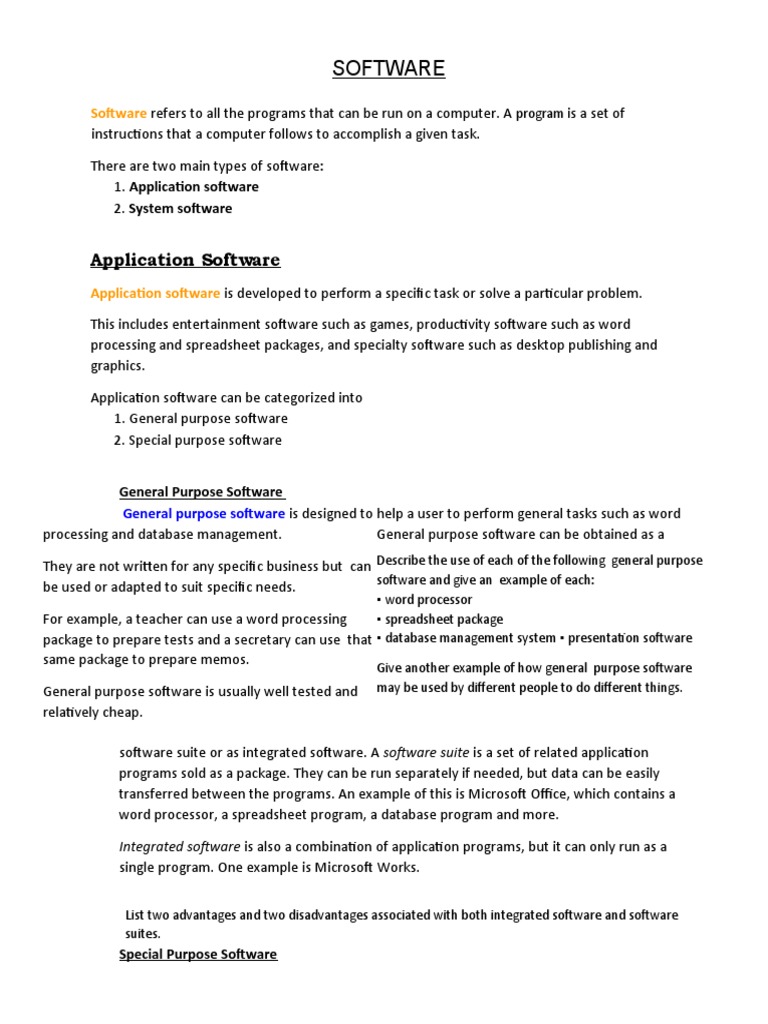 Software 1 Application Software Pdf Software Application Software