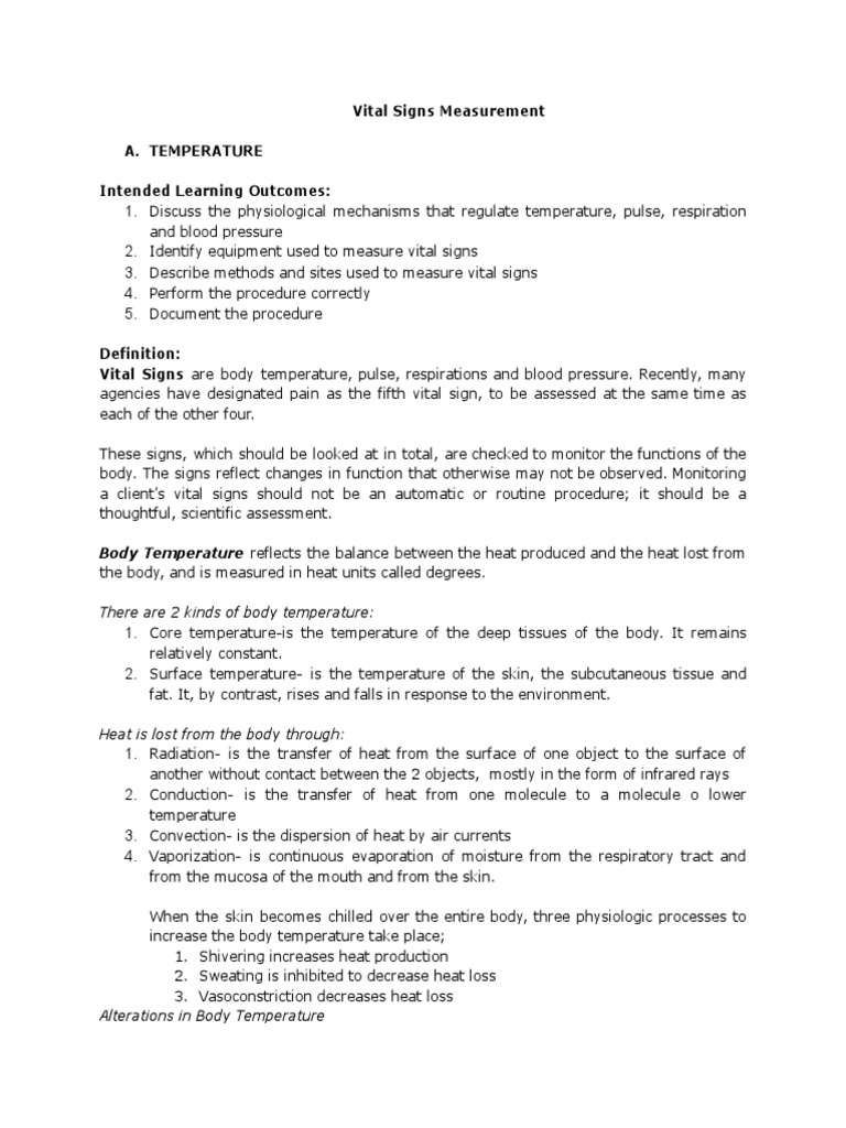 Vital Signs Measurement | PDF | Pulse | Breathing