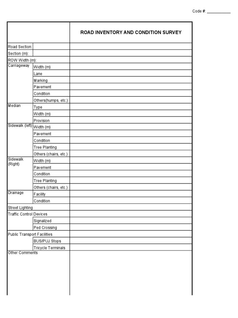 Road Inventory Survey Form | PDF