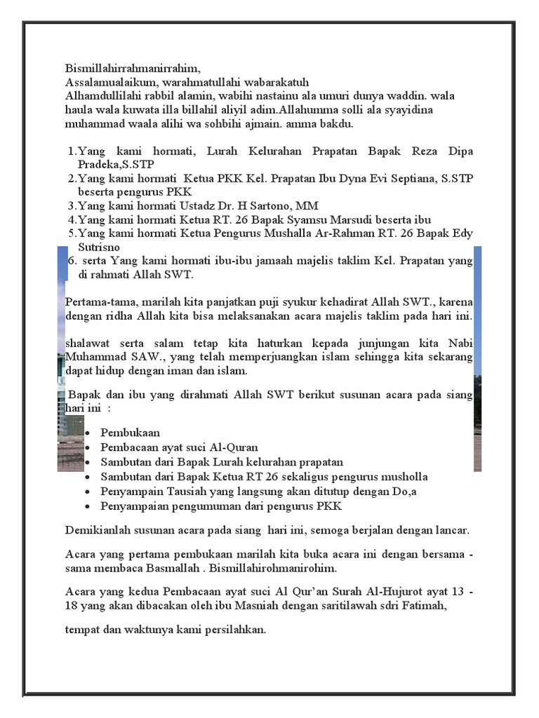 Susunan Acara Taklim | PDF