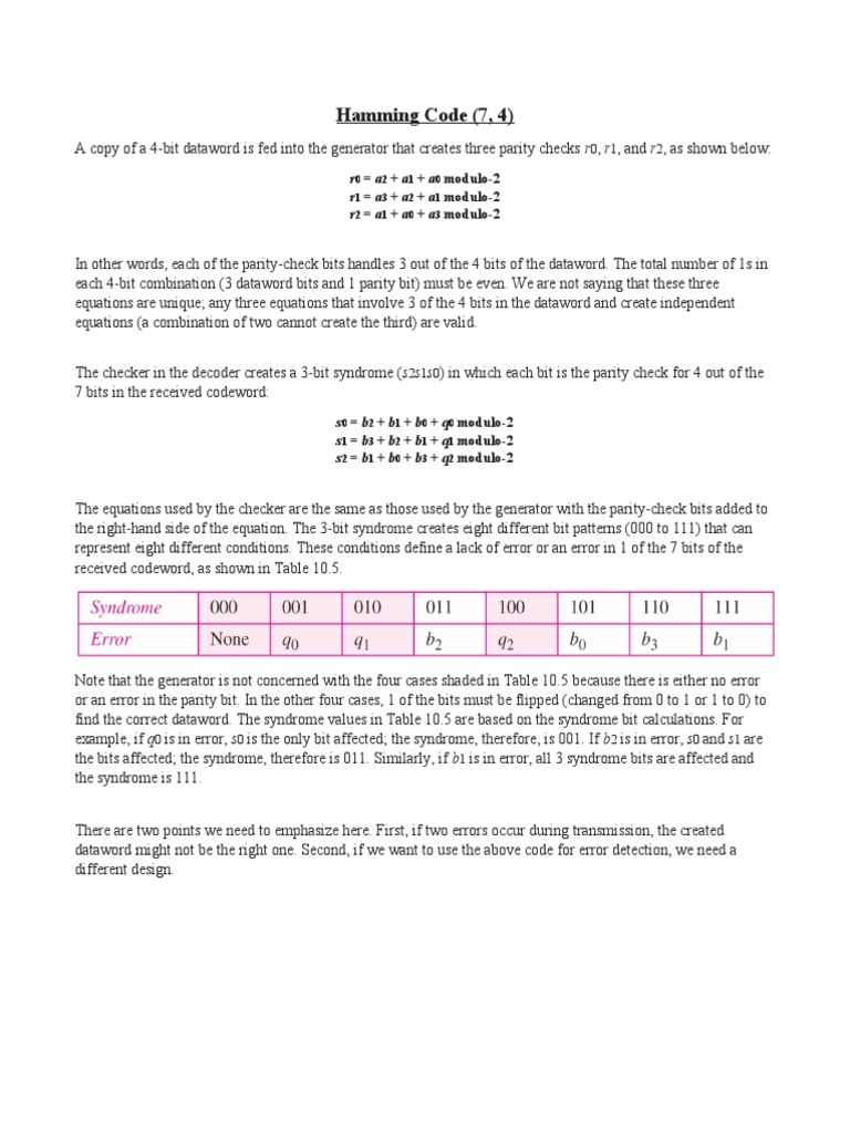 Hamming Code (7, 4) | PDF