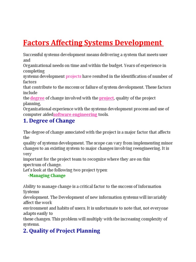 Factors | PDF | Software Development Process | Project Management