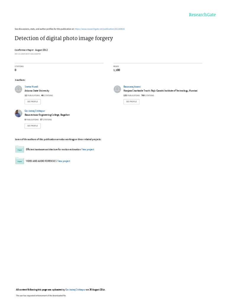 Detection of Digital Photo Image Forgery | PDF | Data Compression ...