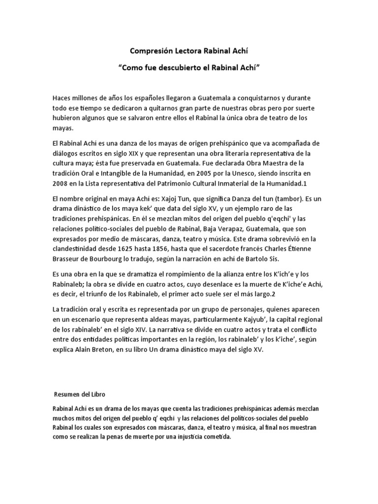 Rabinal Achí: Drama Maya y Tradición | PDF | Arte | Historia