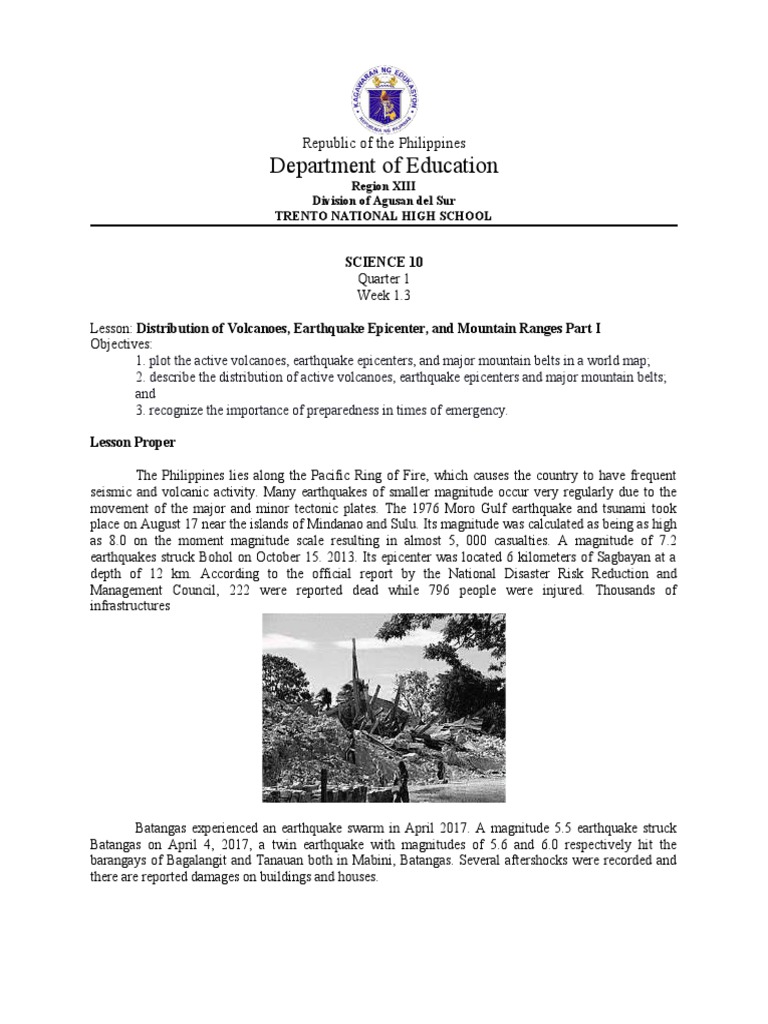 Distribution of Active Volcanoes Earthquake Epicenters and Mountain ...