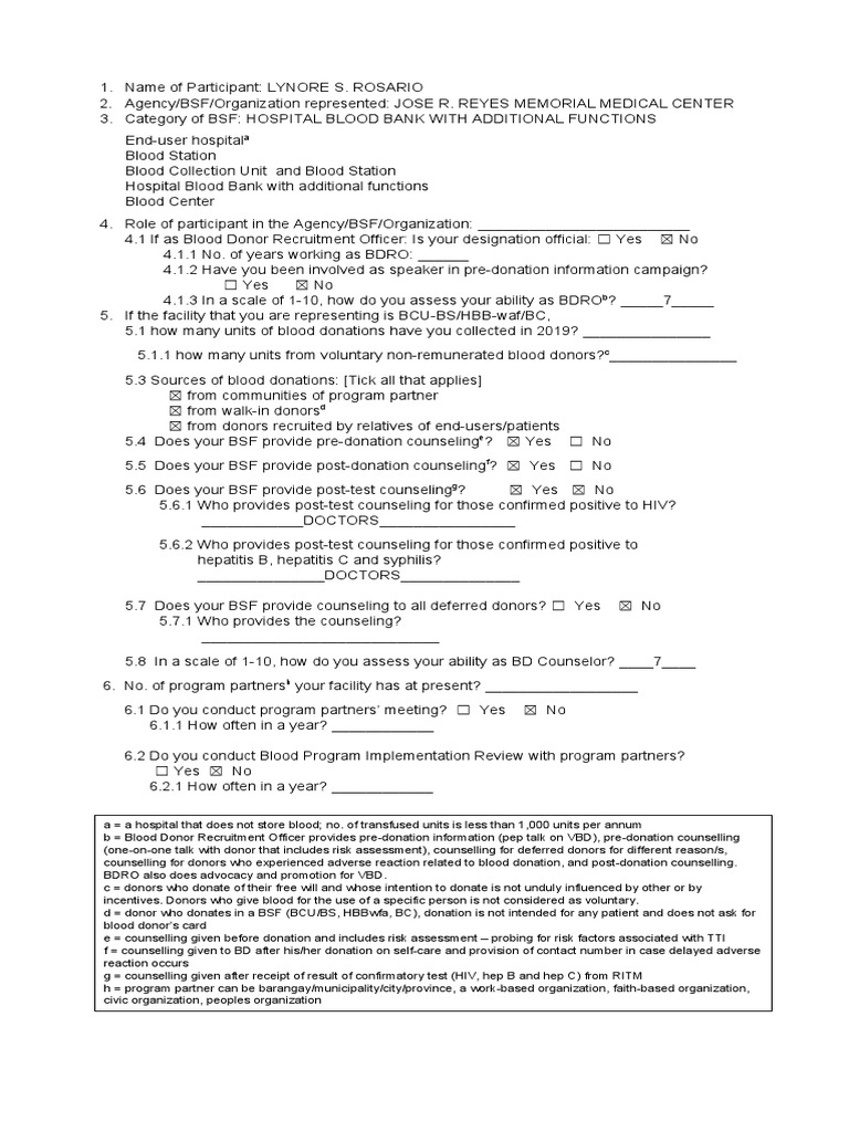 PBCC Baseline Survey | PDF | Blood Donation | Blood