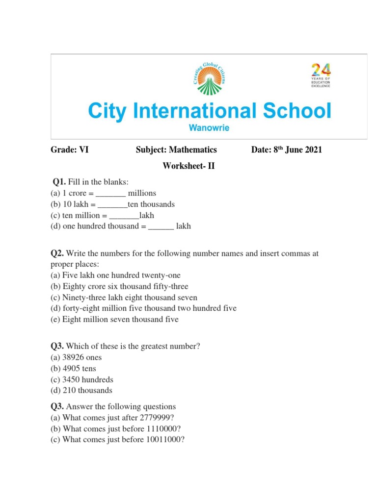 Math Chapter - 2 - Worksheet | PDF | Mathematics