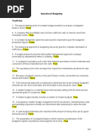 Master Budget Test Bank | PDF | Budget | Expense