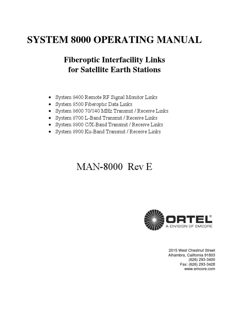 System 8000 Operating | PDF | Optical Fiber | Electronics