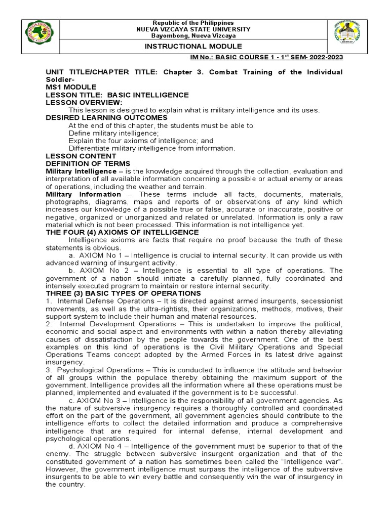 Rotc 1 - Basic Intel | Download Free PDF | Military Intelligence | Information