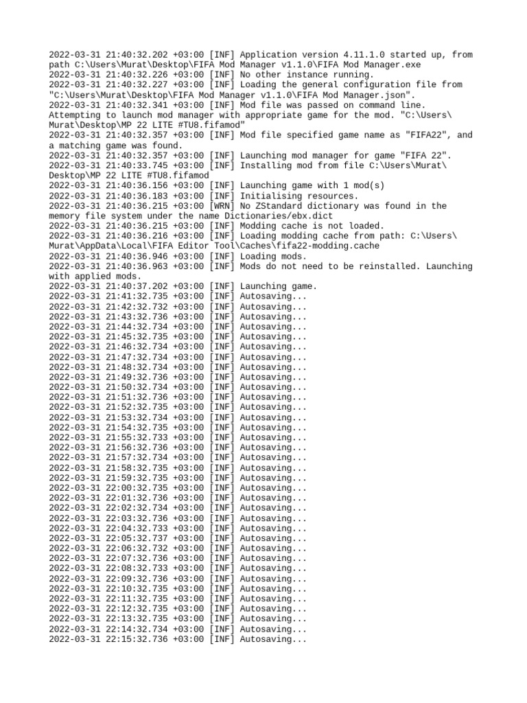 FIFA Mod Manager 1.1.0 Log Summary | PDF | Information Technology ...