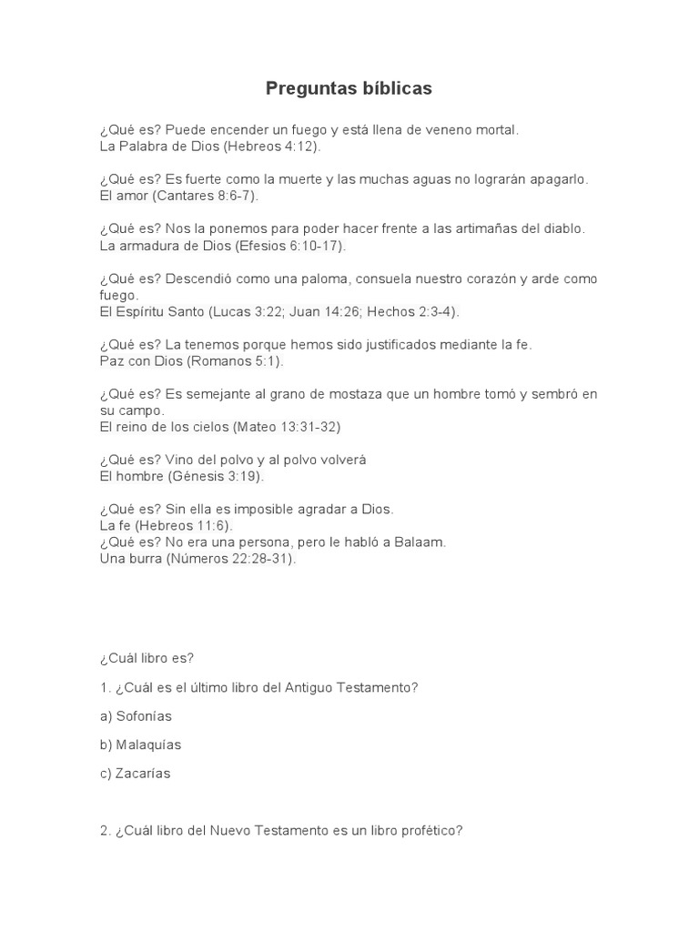 Preguntas Bíblicas | PDF | Biblia | Jesús
