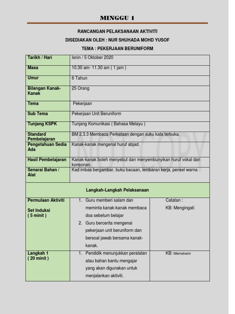 RPH Minggu - 1 | PDF