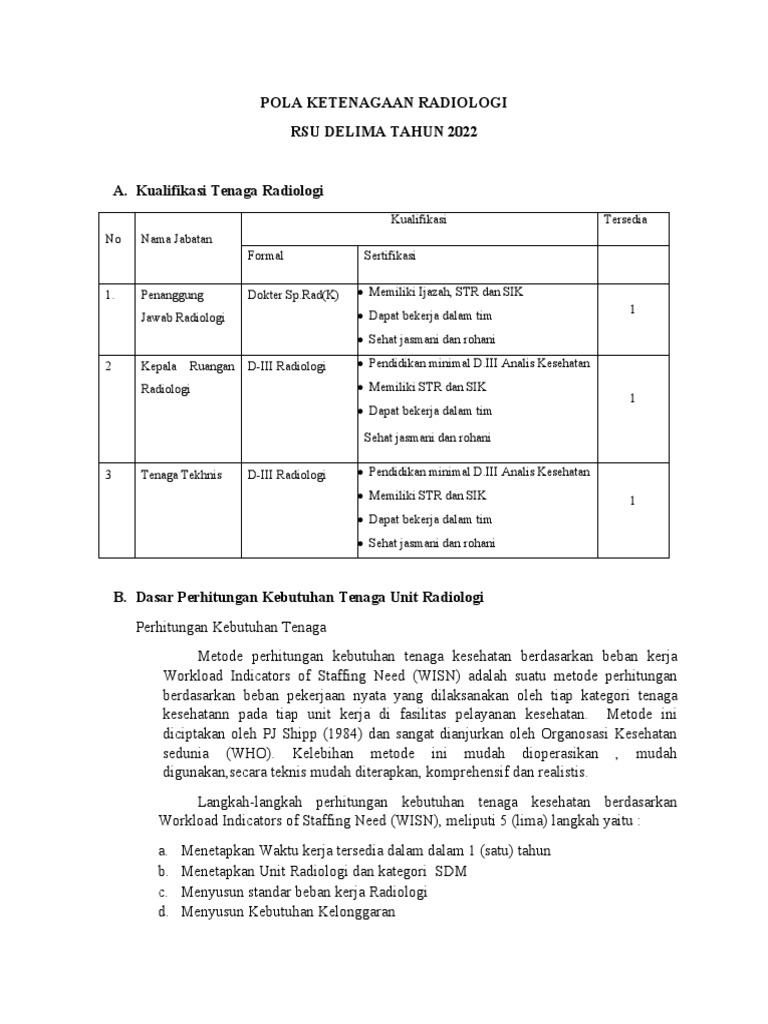 Pola Ketenagaan Radiologi | PDF