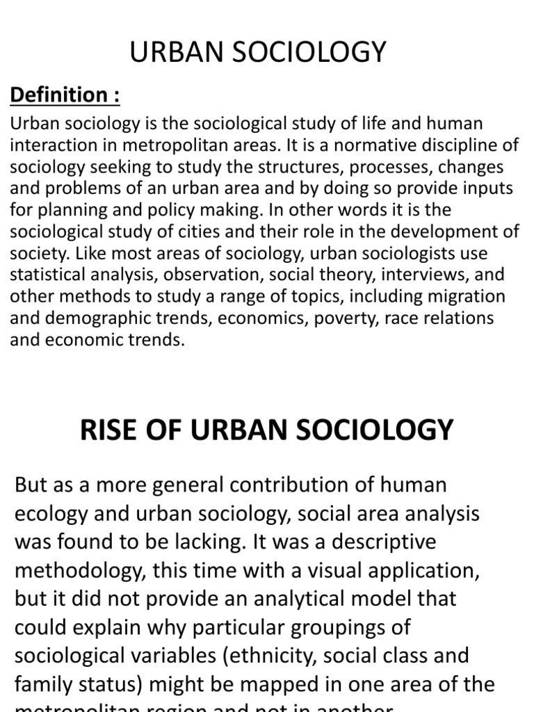 Urban Sociology: Definition | PDF | Sociology | City