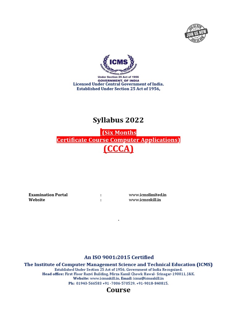 ICMS Skill Srinagar Six Month Basic Computer Syallbus | PDF | World Wide Web | Internet & Web