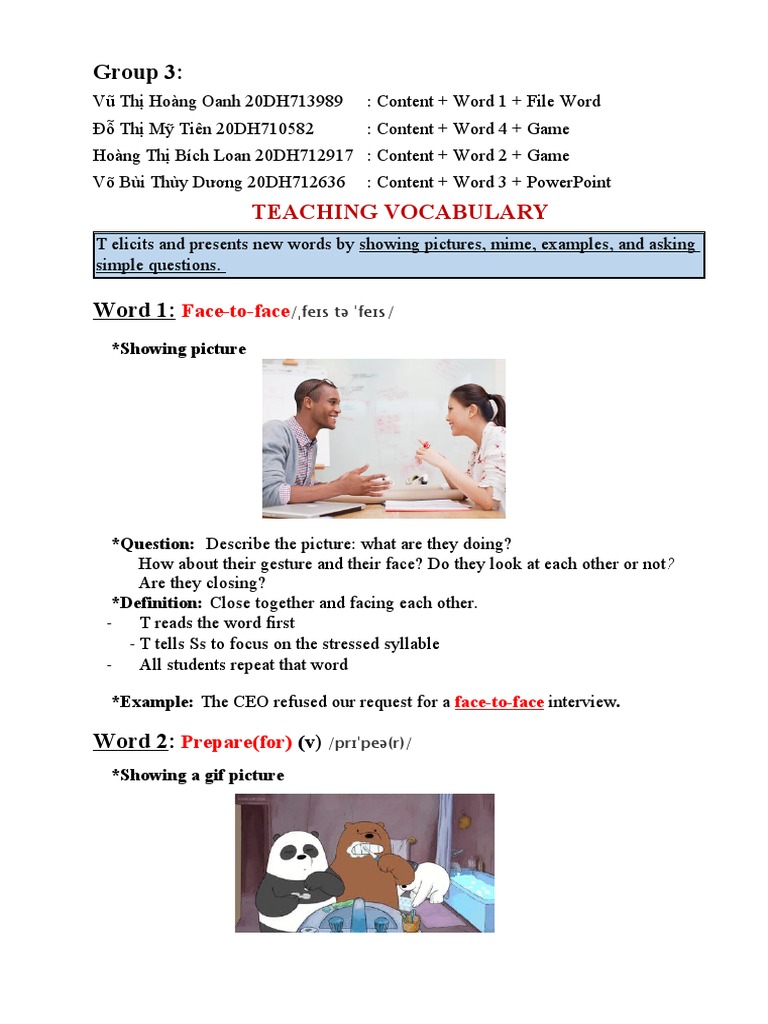 G3-Vocab-face To Face-Prepare-Online Learning-Blended Learning | PDF ...