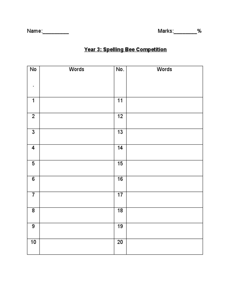 Spelling Bee Worksheet | PDF