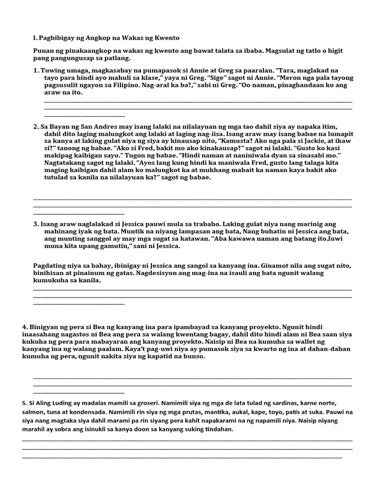 Pagbibigay Wakas Sa Kuwento | PDF