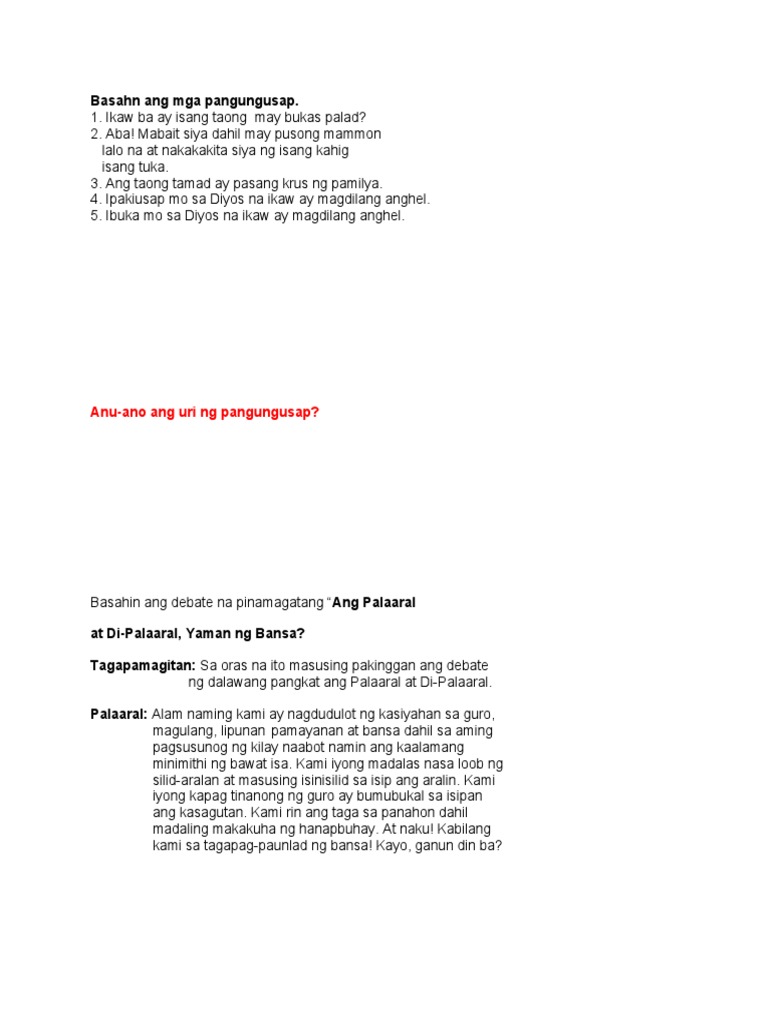 Payak Na Pangungusap | PDF