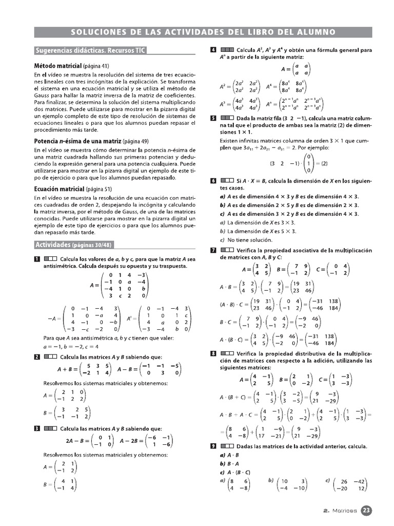 Sol Tema 2 Matrices | PDF