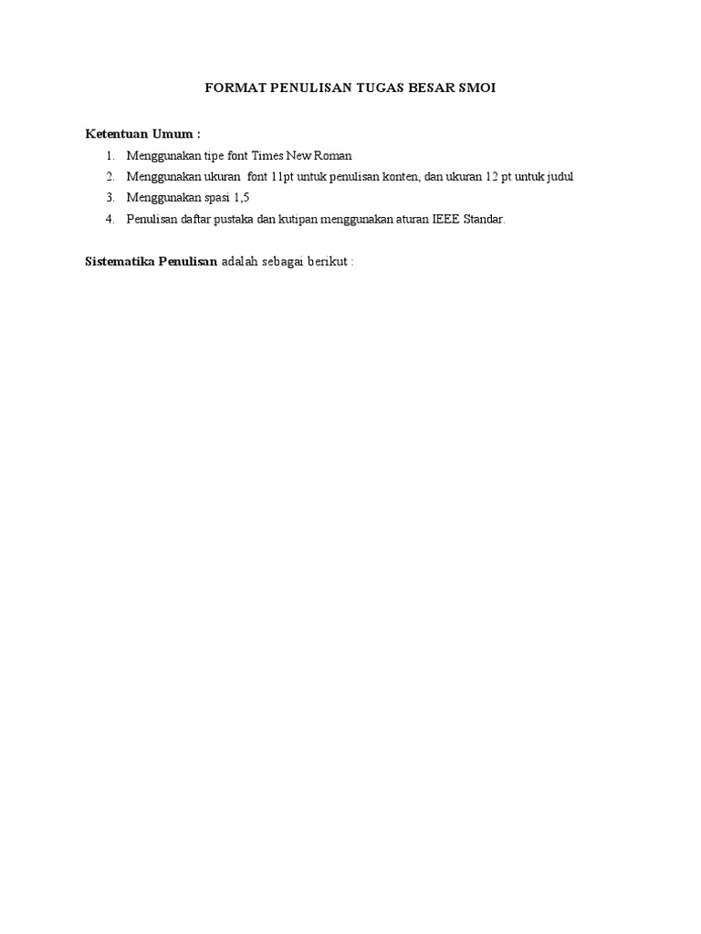 Format Penulisan Tugas Besar Smoi | PDF