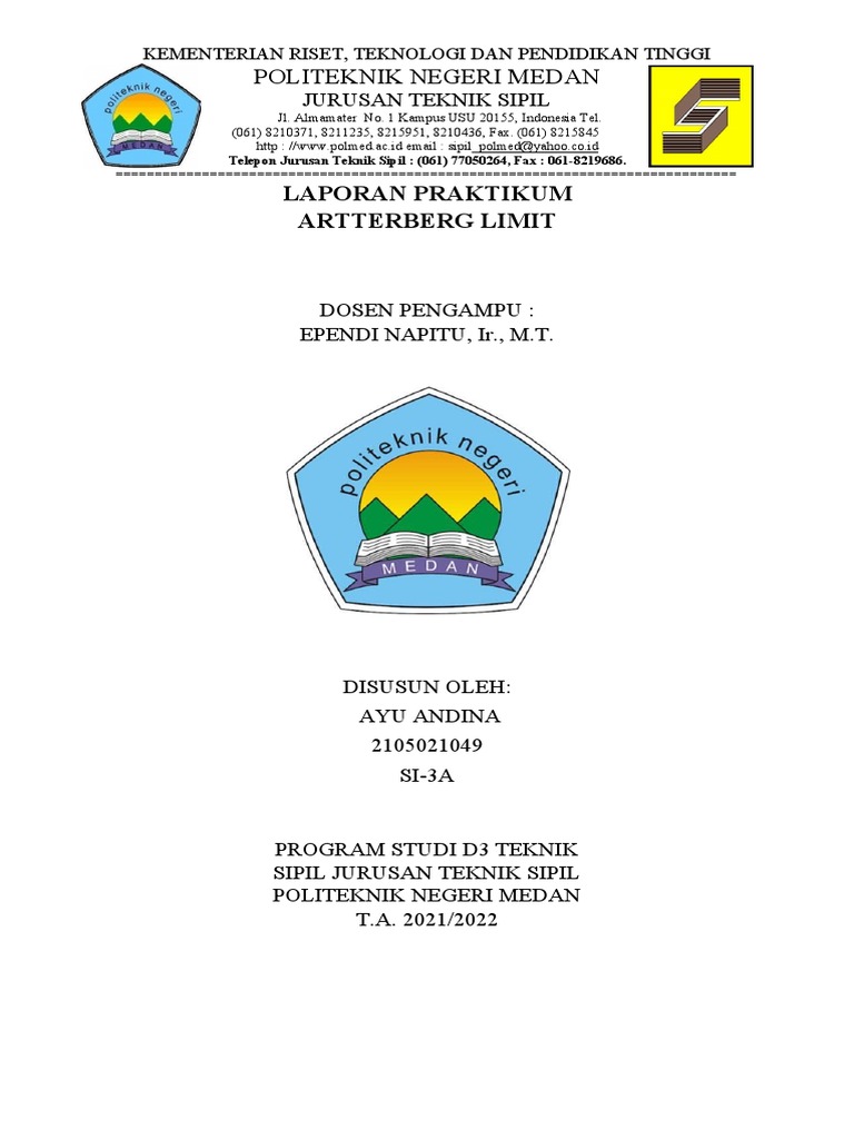 Ayu Andina - Si-3a - Laprak Atterberg Limit | PDF