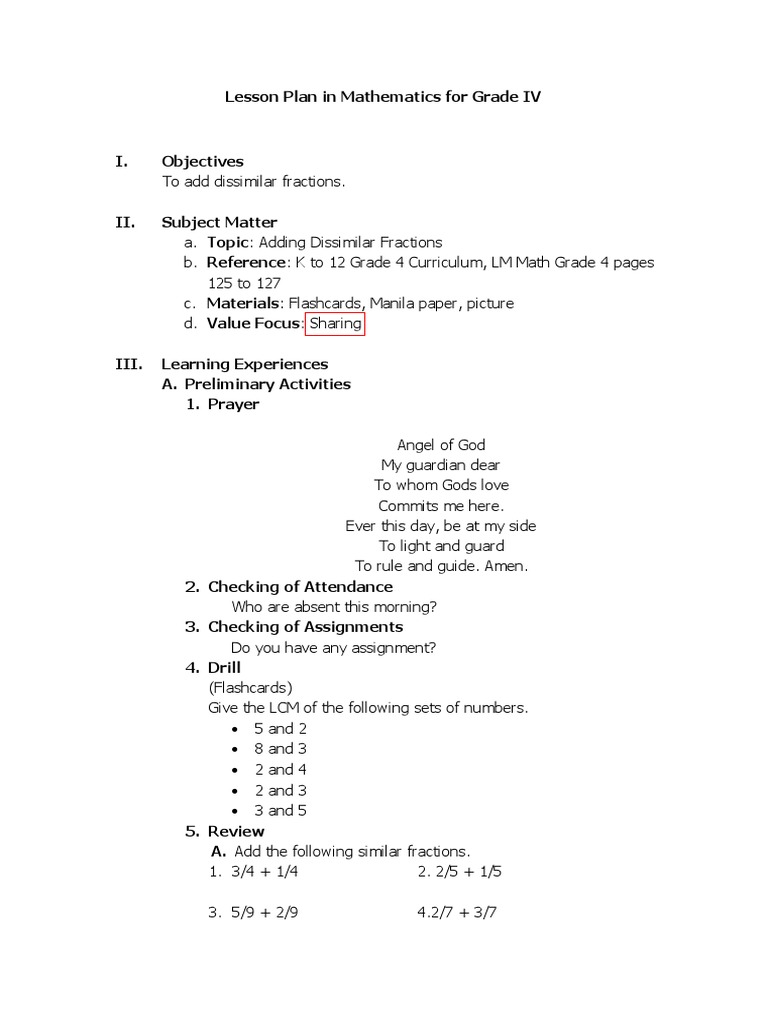 Grade 4 Math: Adding Fractions Lesson | PDF | Mathematics | Education ...