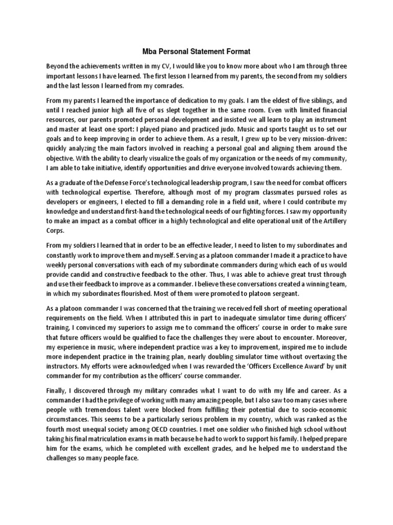 MBA Personal Statement Insights | PDF | Goal | Test (Assessment)