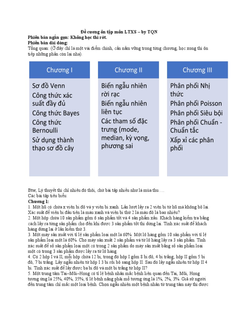 Đề Cương Ôn Tập Môn LTXS | PDF