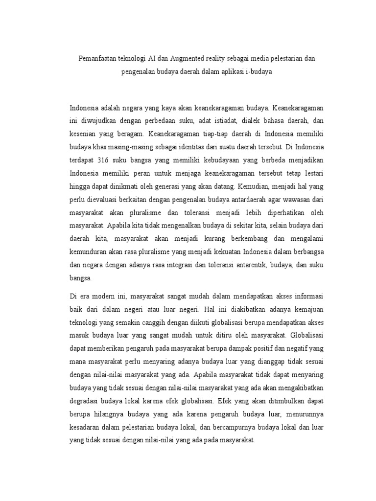 AI dan AR untuk Pelestarian Budaya Indonesia | PDF
