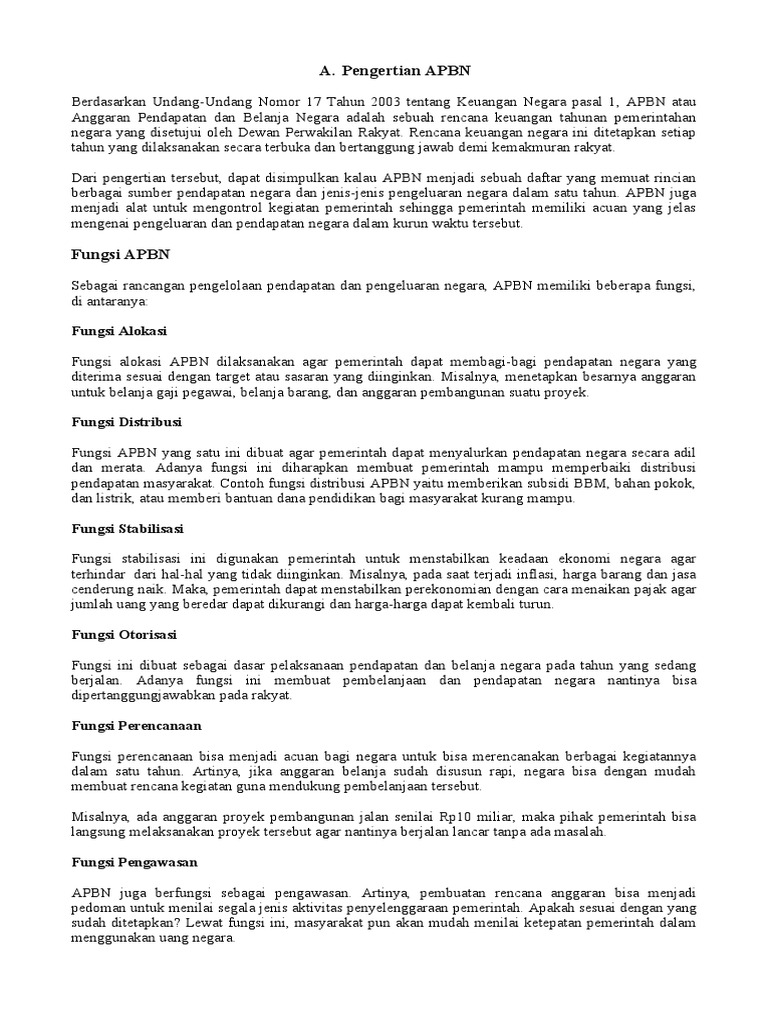 Pengertian APBN | PDF