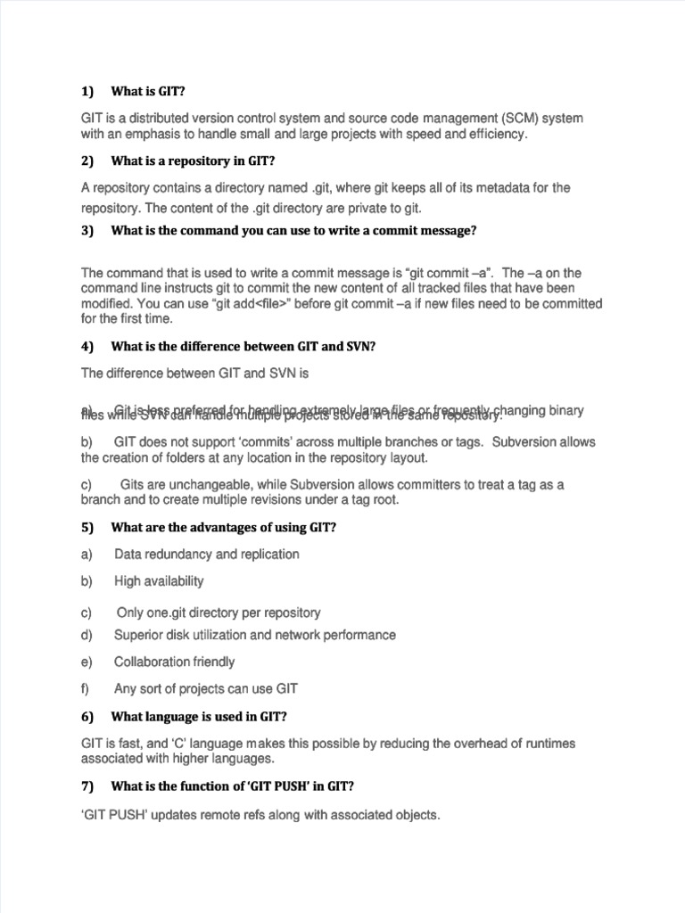 PDF Git Interview Questions | PDF | Version Control | Computing
