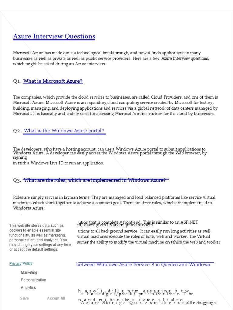 PDF Azure Interview Questions | PDF | Cloud Computing | Microsoft Azure