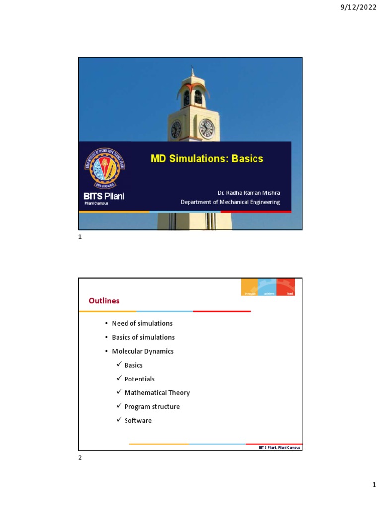 MD Simulations Basics | PDF | Molecular Dynamics | Classical Mechanics