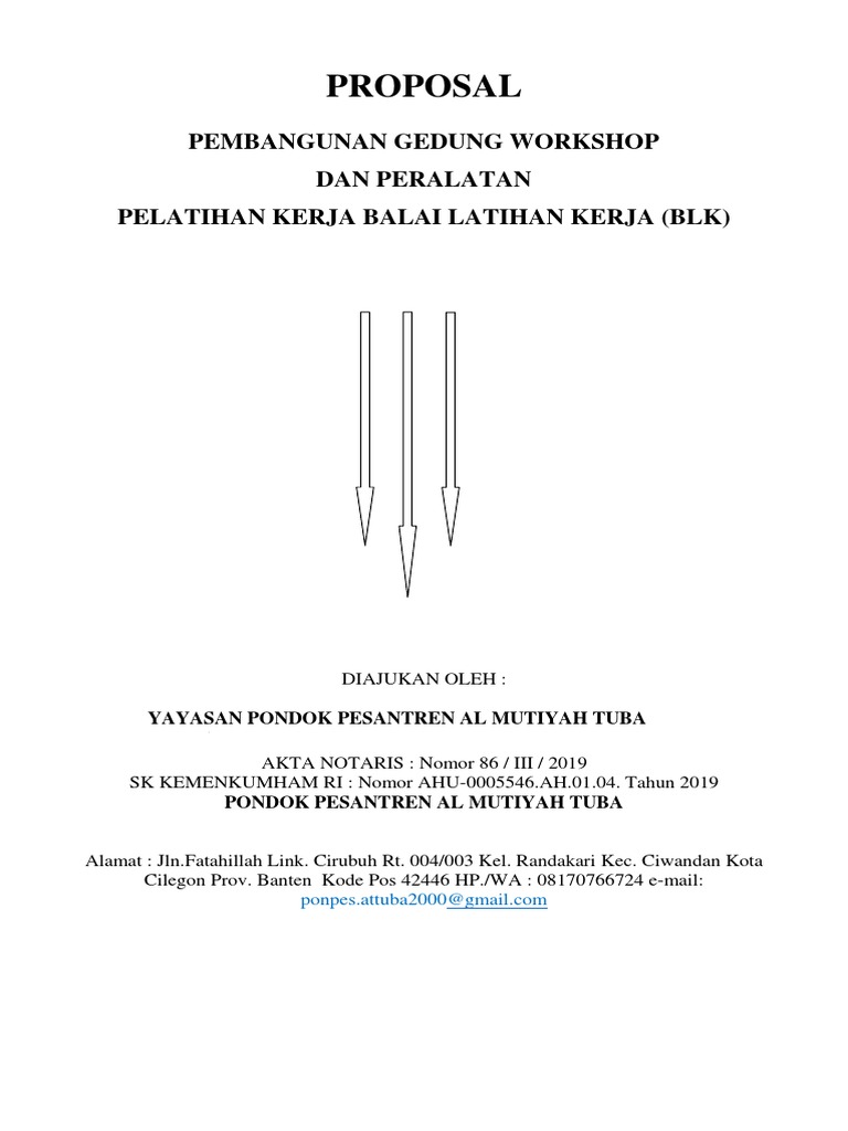 Proposal Pembangunan Gedung Workshop Dan Peralatan Pelatihan Kerja Balai Latihan Kerja (BLK ...
