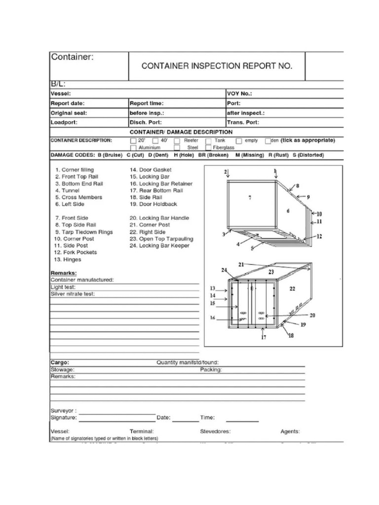 Container Report Form | PDF