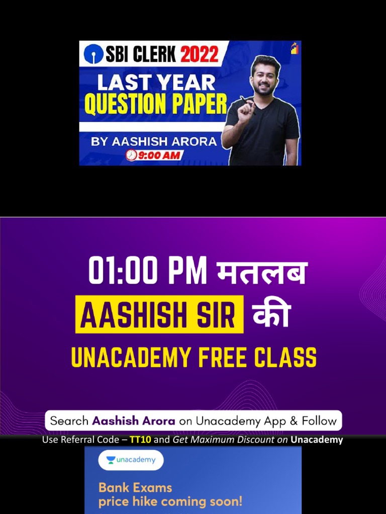 SBI Clerk Last Year Paper PDF by Aashish Arora | PDF