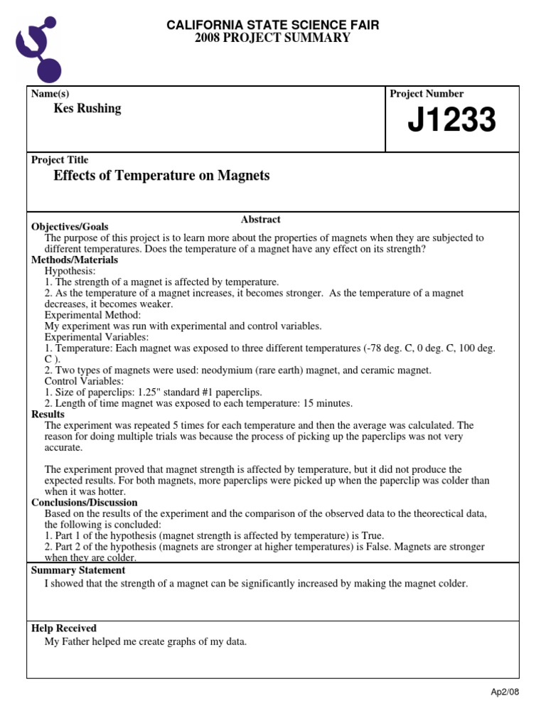 Temperature's Impact on Magnet Strength | PDF | Teaching Methods ...