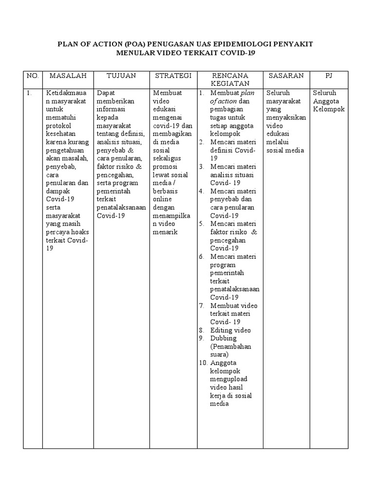 Plan of Action | PDF