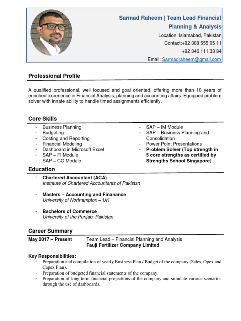 Sarmad CV 2021 | PDF | Audit | Internal Control