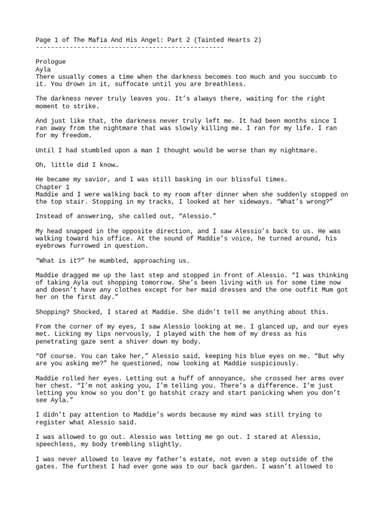 Page 1 of The Mafia and His Angel Part 2 (Tainted Hearts 2) | PDF